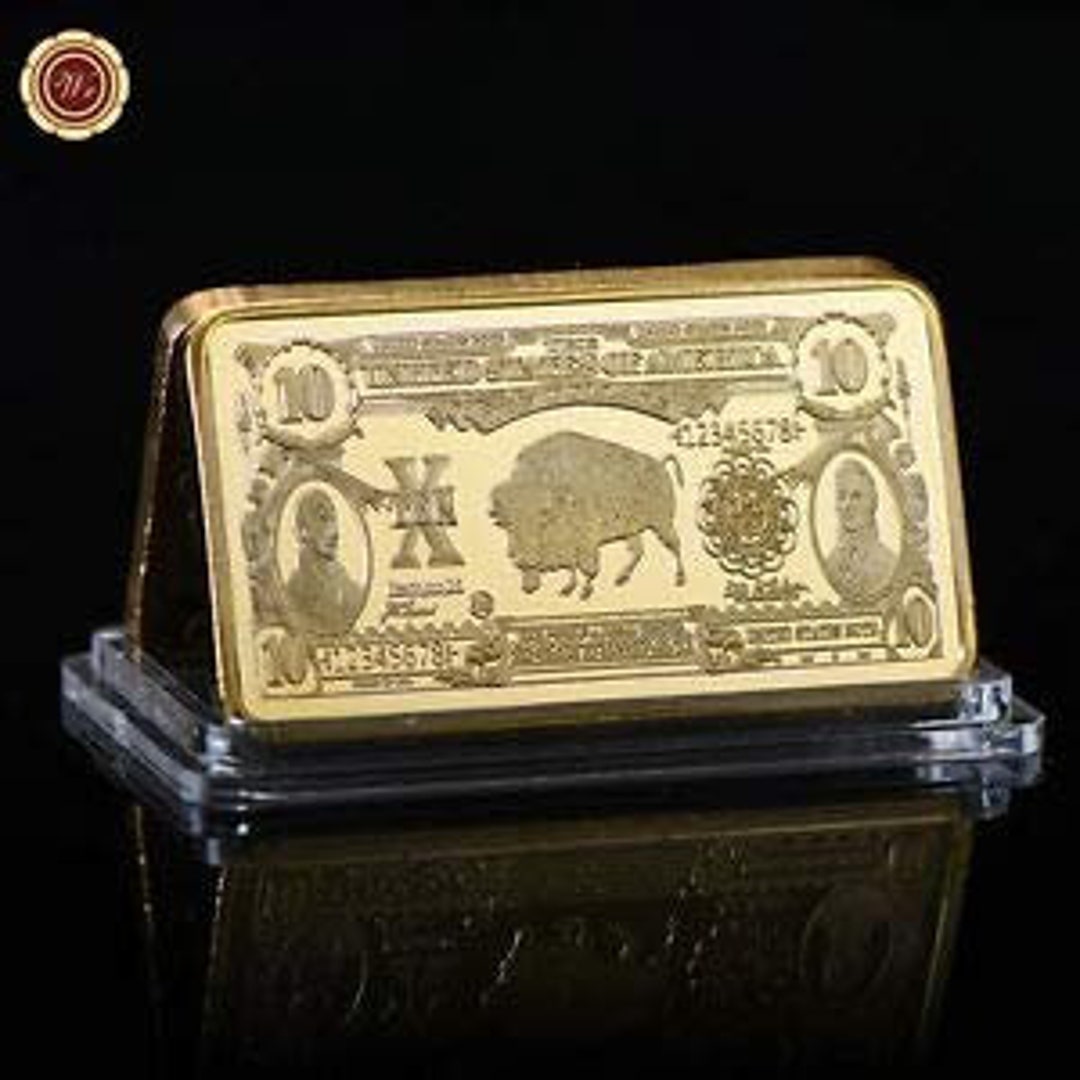 1901 1 Ounce Gold Bar 10 Dollar Bison Gold Clad 10 Brilliant ...