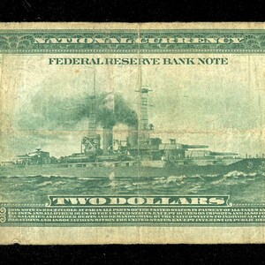 1918 2 Dollar Federal Reserve Note New York Battleship Note FR. 752 ...