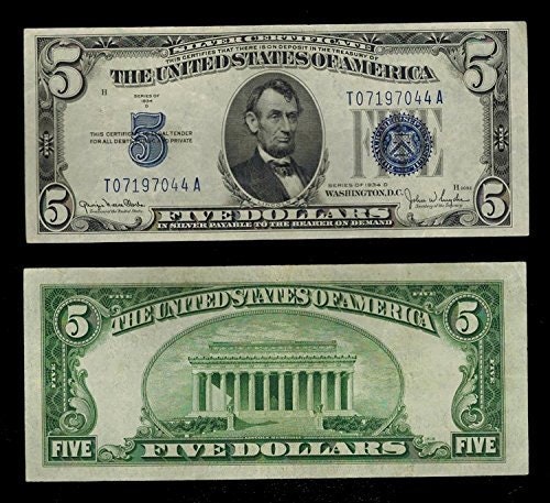 1934 5 Dollar Bill Large Blue Seal Silver Certificate Hard to - Etsy