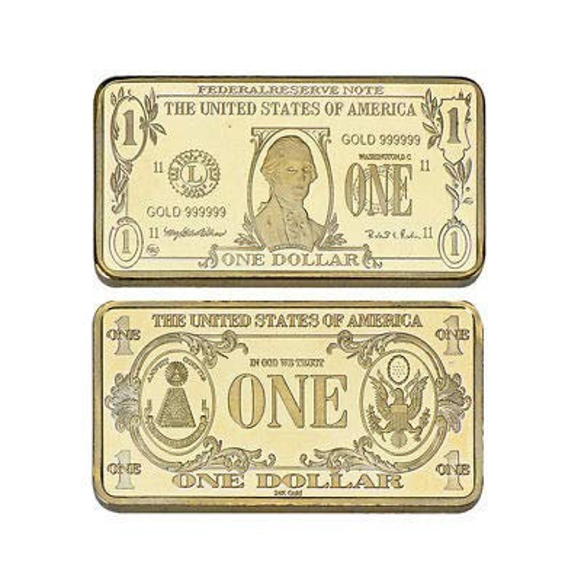 2006 1 Ounce Gold Bar George Washington Gold Clad 1 Dollar Brilliant ...