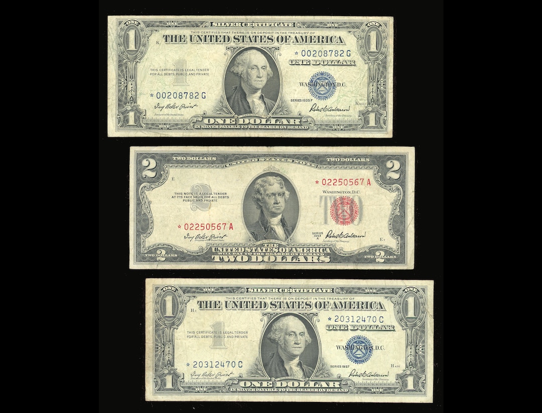 Set of STARS Old US Currency & Silver Certificate 1 Dollar 1957, 1 ...