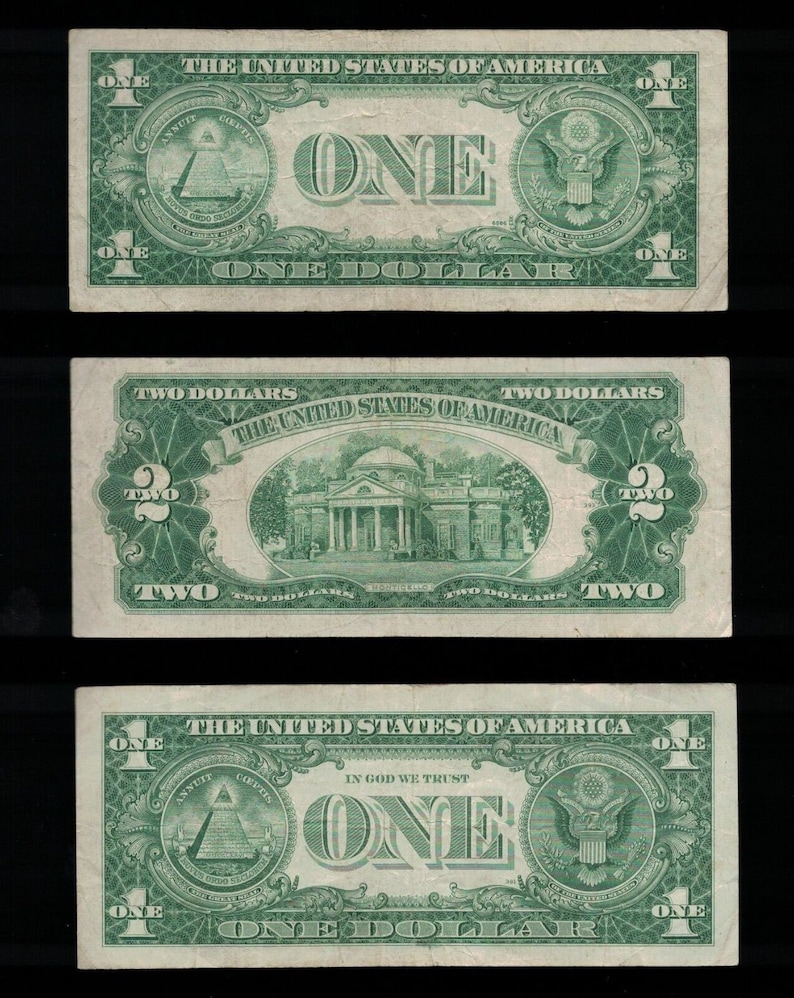 Set of Old US Paper Money Silver Certificates Blue Seal , 1 Dollar 1957 ...