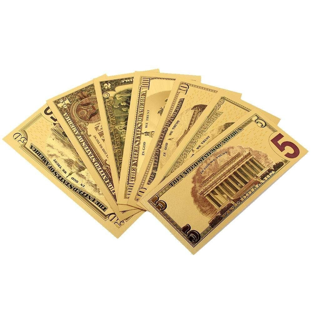 Stunning Set of 24K Gold Plated US Currency Rigid Gold Foil Bills, Set ...