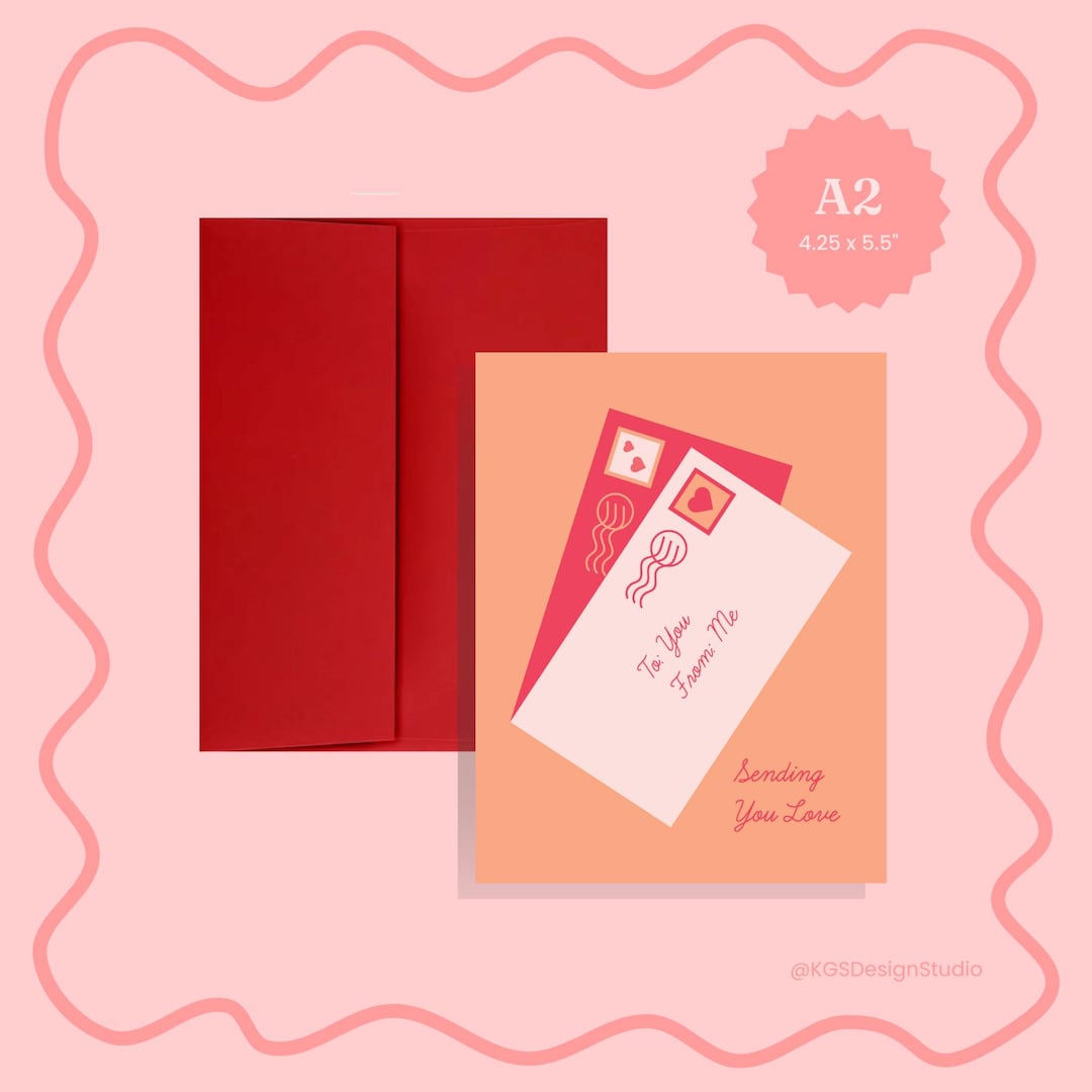 Sending You Love Card, Love Letter Theme, A2 Greeting Card, Valentine's ...