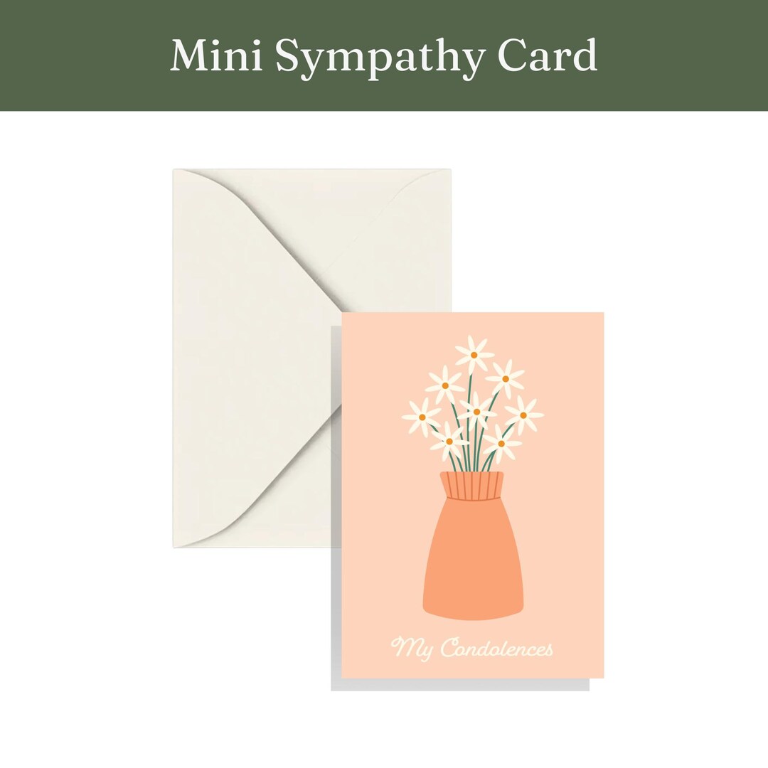 Floral Sympathy Card, Mini Enclosure Card, Blank Inside - Etsy