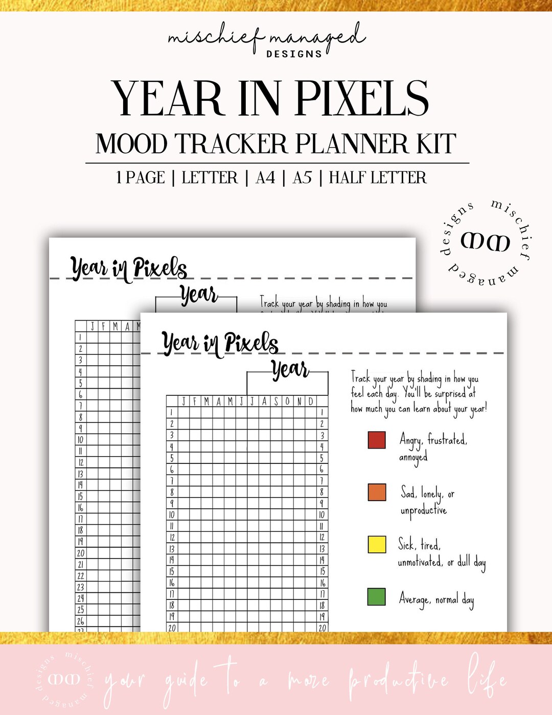 Year in Pixels Habit Tracker Daily Planners Success - Etsy