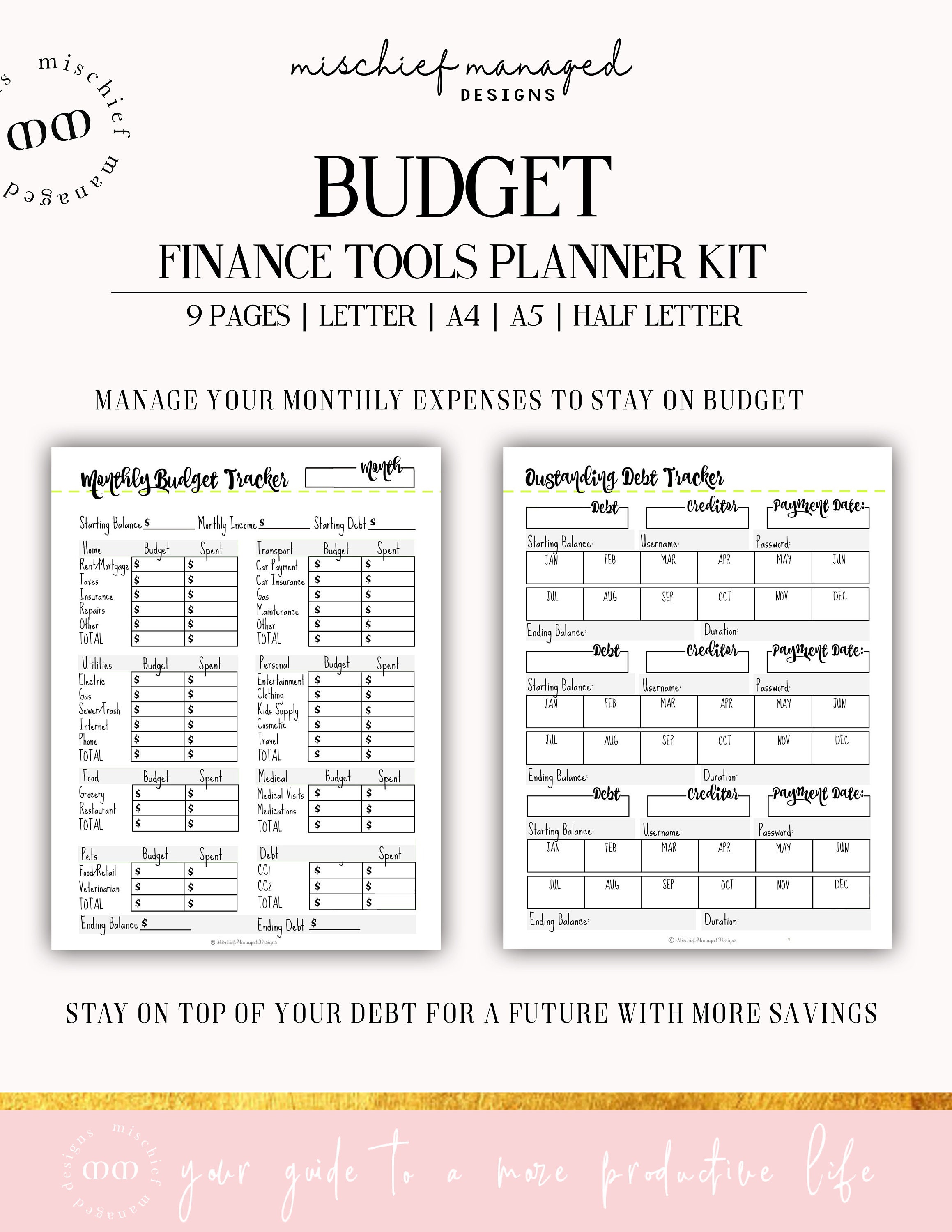 Finance Planner Kit, Budget Tracker, Bill Tracker, Expense Tracker ...