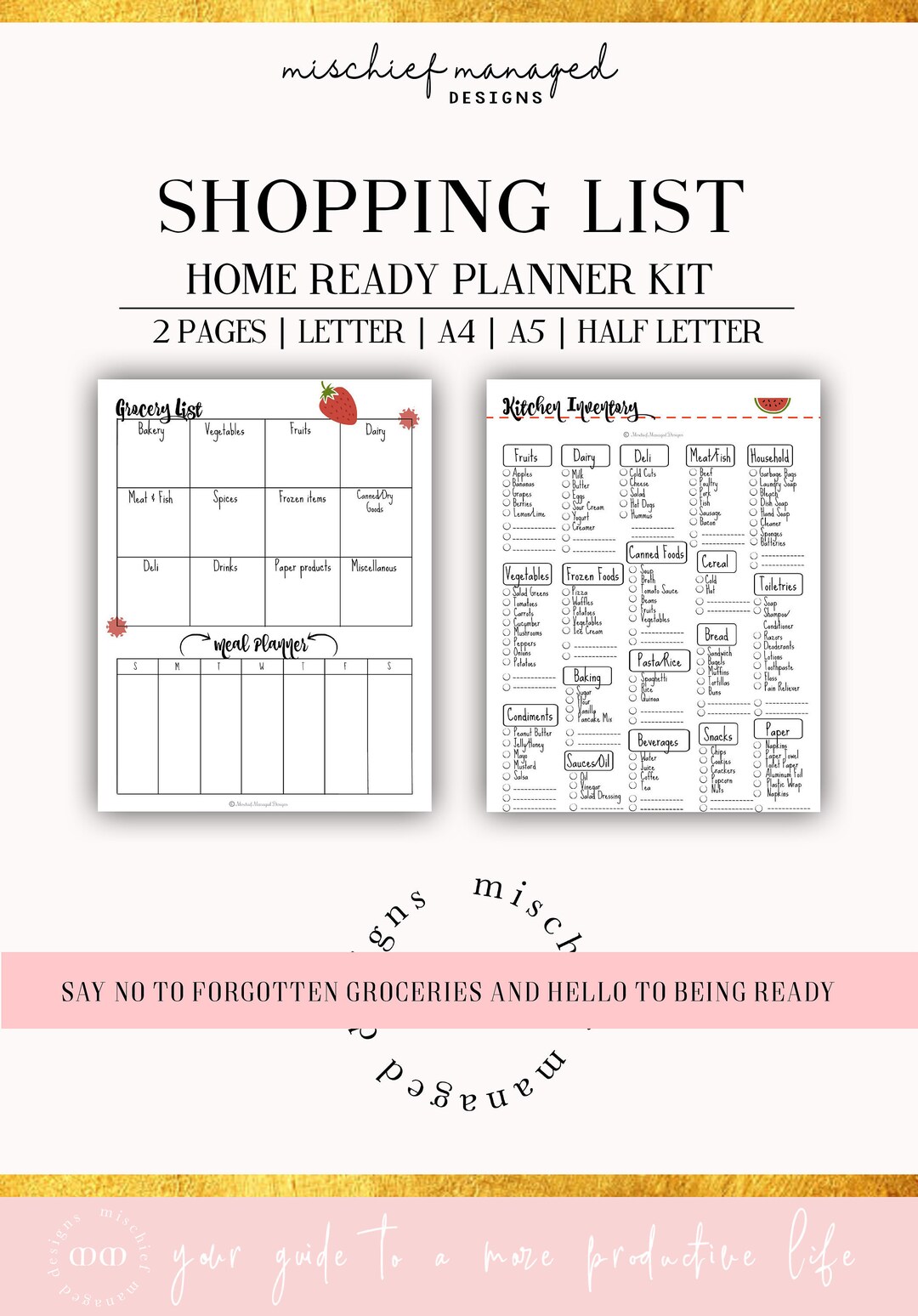 Shopping List Kit Home Management Planner Productivity - Etsy