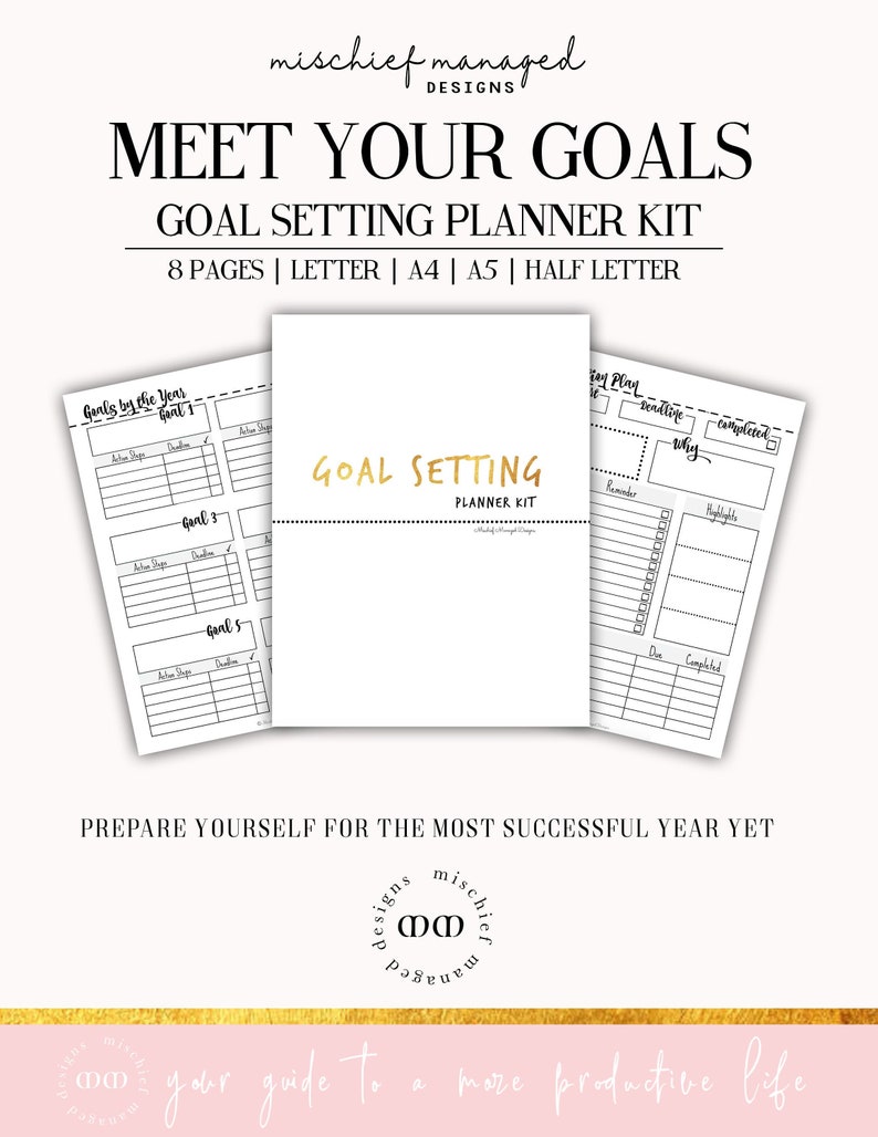 Goal Setting Planner Kit, Goal Planner, Printable, Success Planner ...