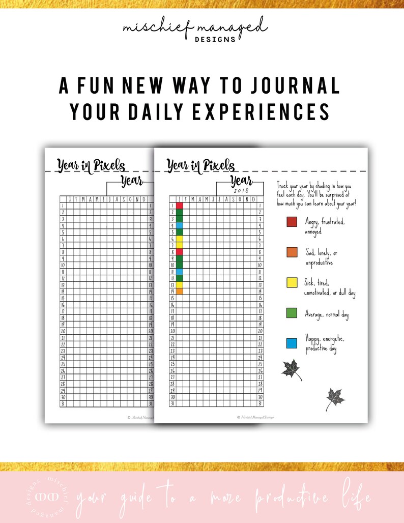 Year in Pixels Habit Tracker Daily Planners Success - Etsy