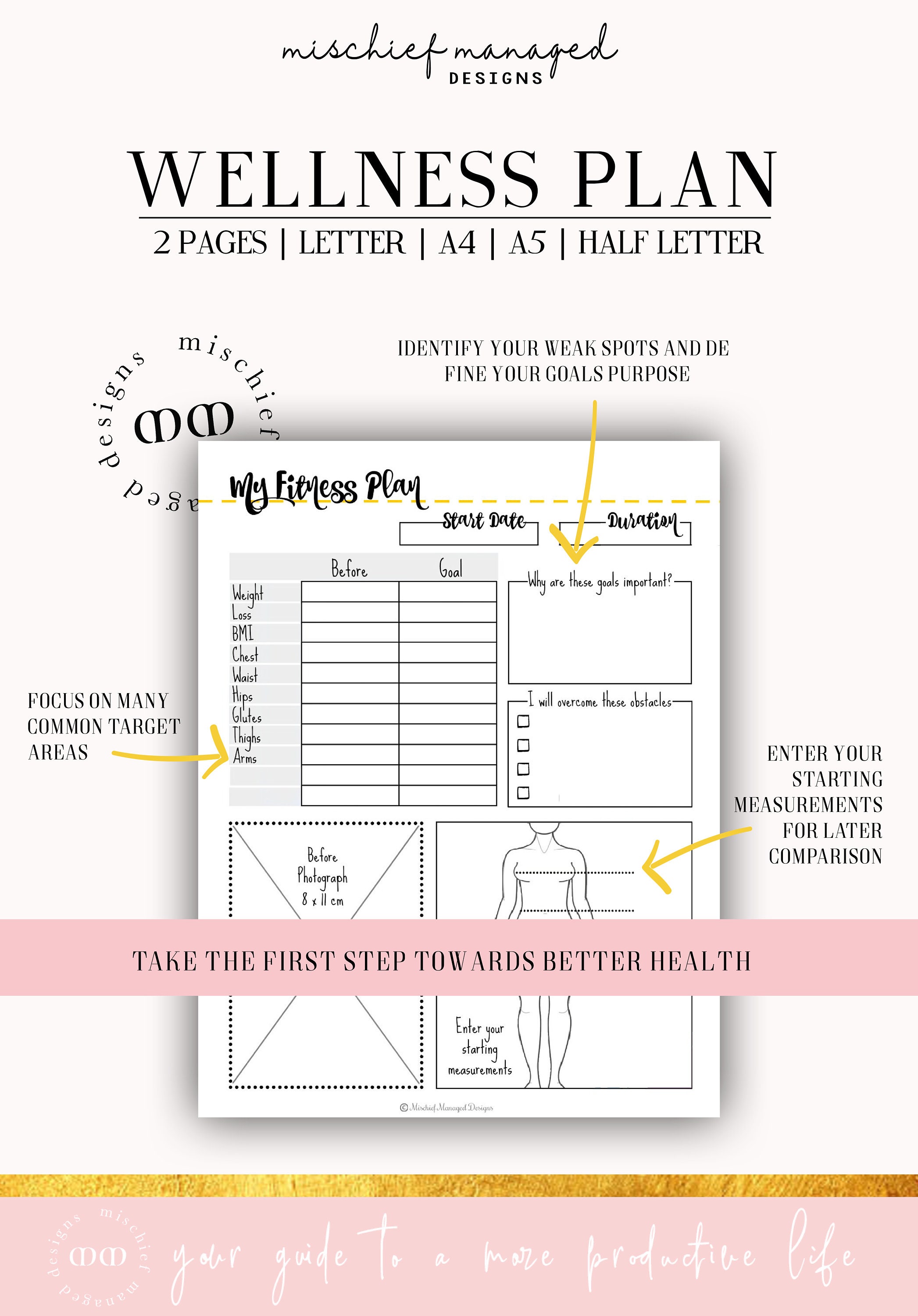 My Wellness Planner, Wellness Planner, Workout Tracker, Fitness Tracker ...