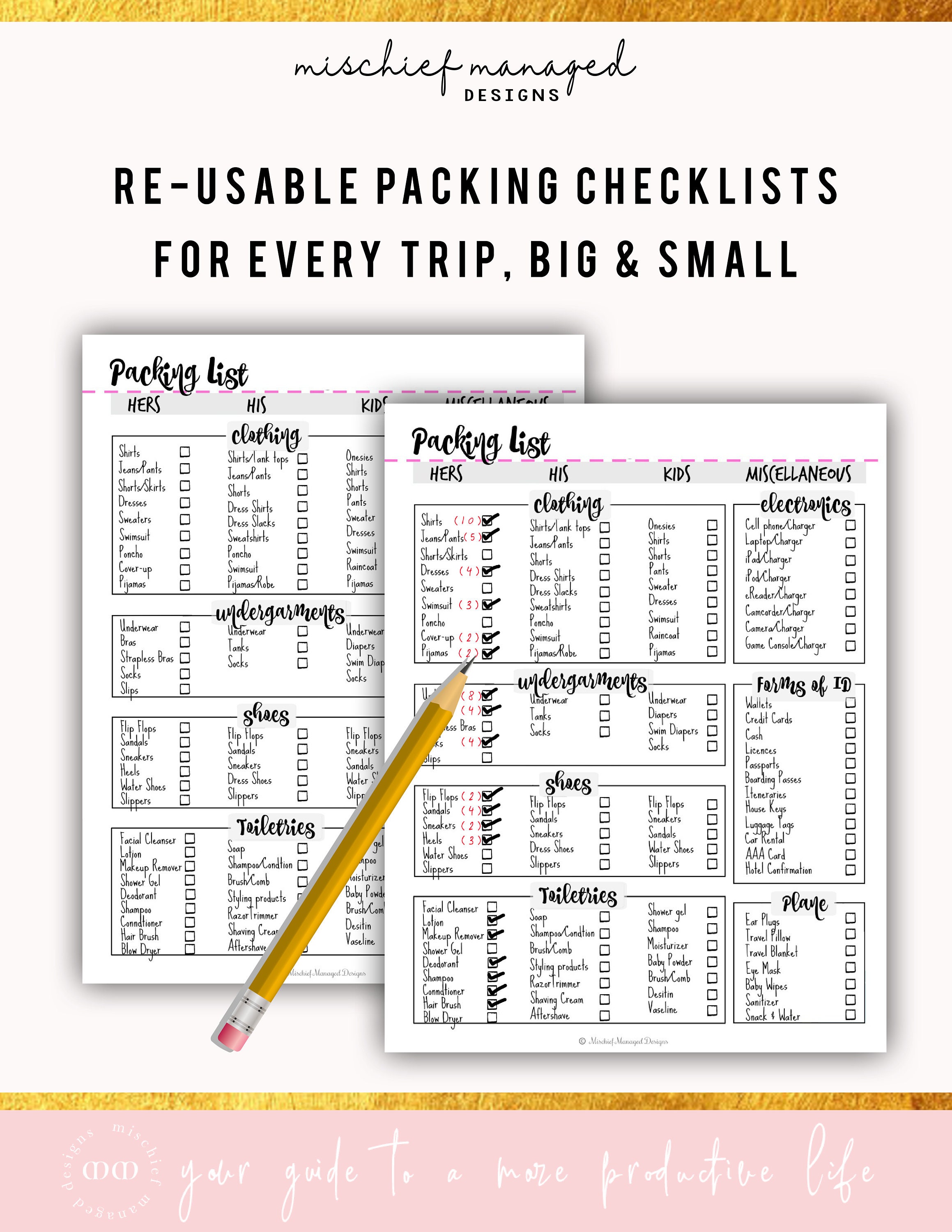Travel Planner, Itinerary Template, Packing Checklist, Travel Checklist ...
