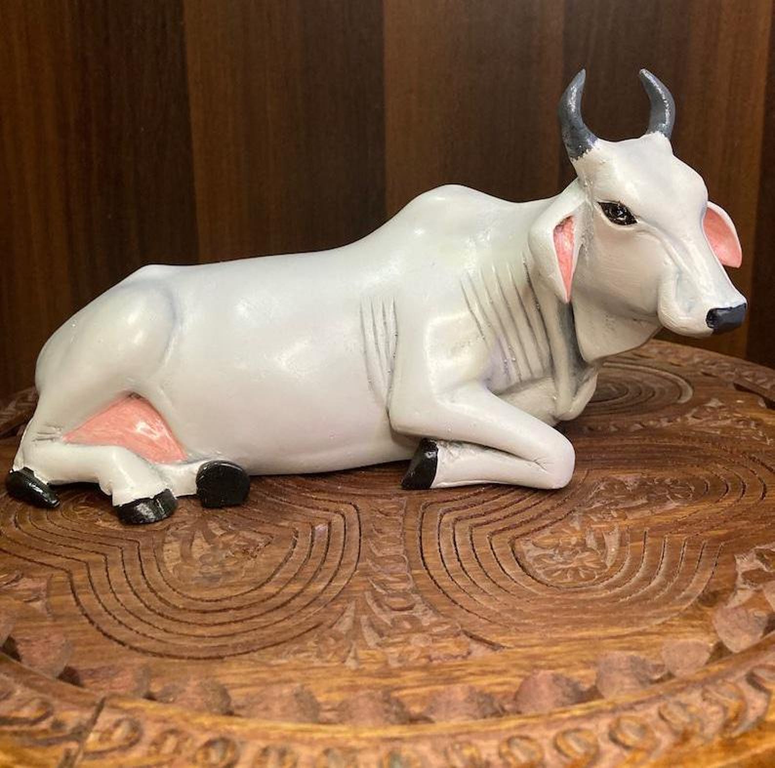 Divine Motherhood: Gaumata Sitting Cow 6''handcrafted Statue/sacred ...