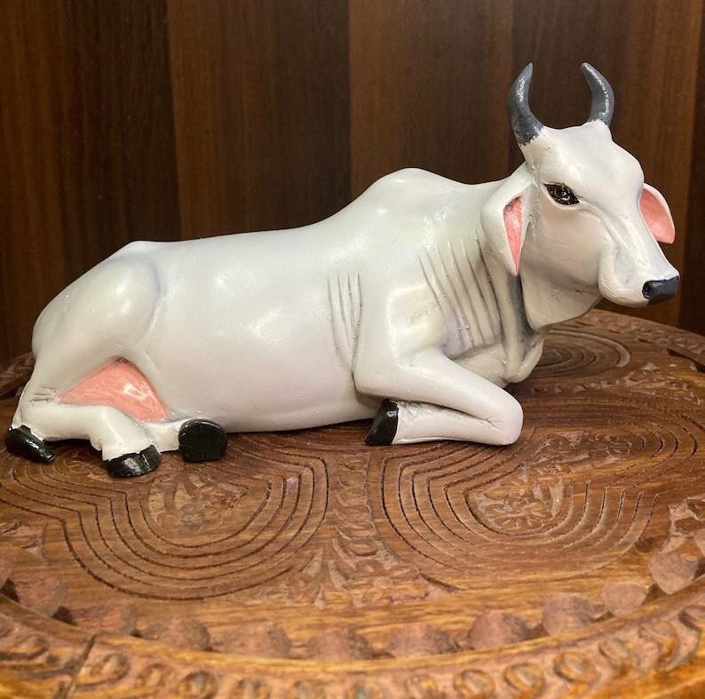 Divine Motherhood: Gaumata Sitting Cow 6''handcrafted Statue/sacred ...
