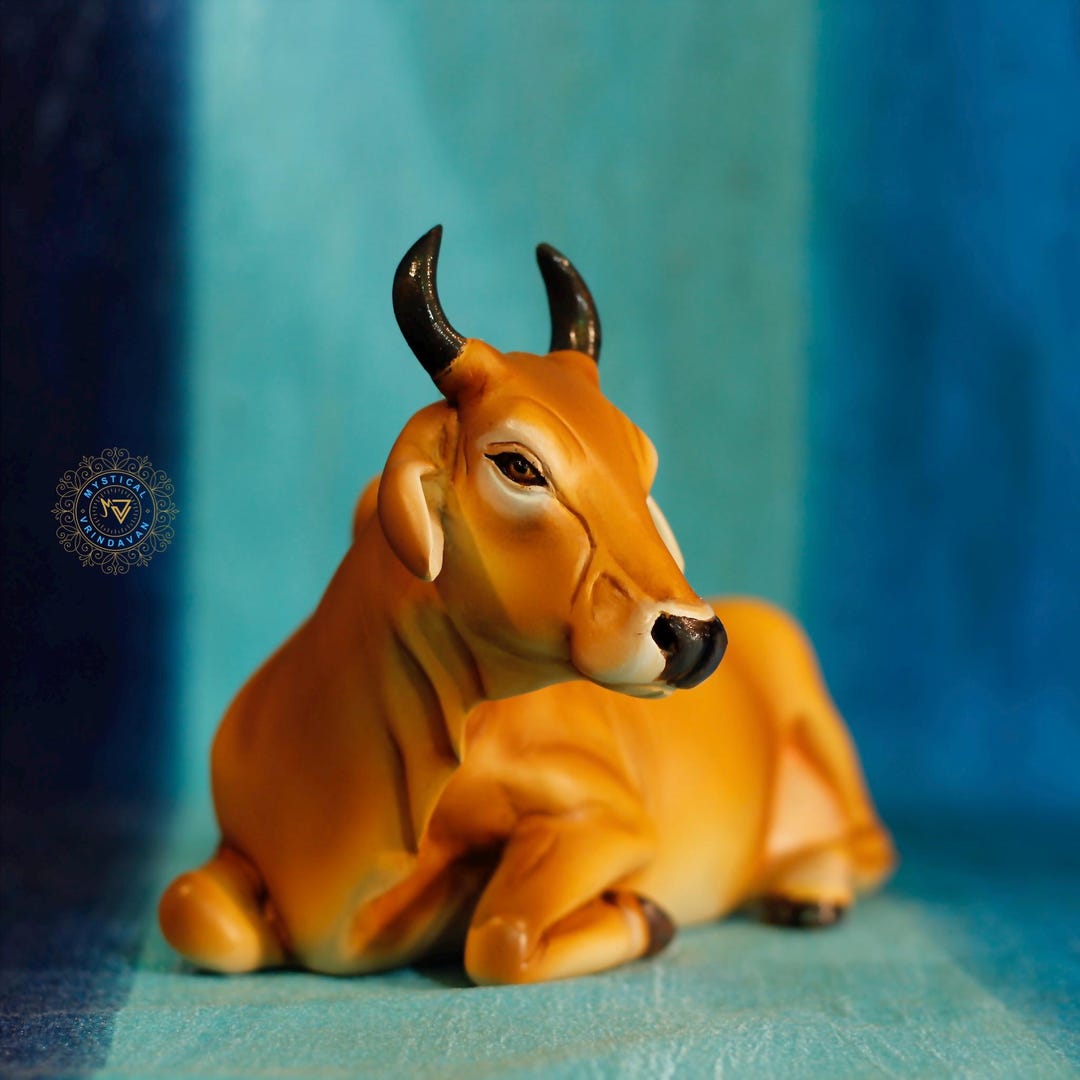Gaumata Sitting Cow Murti 8 Inch | Sacred Kamdhenu Hindu Idol for Home ...