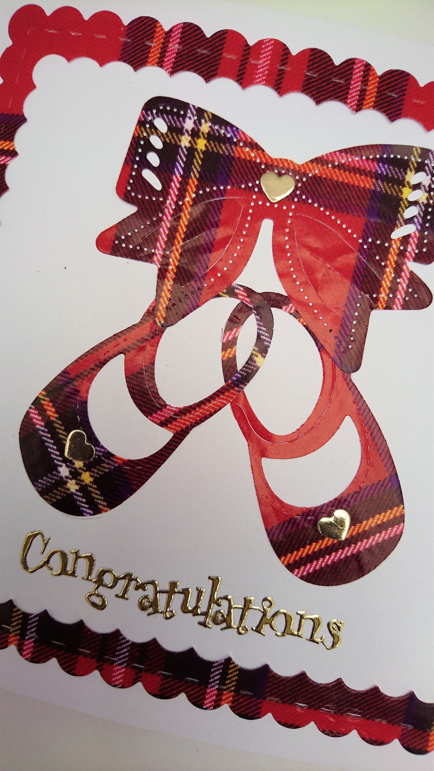 Red Tartan Baby Shoes Keepsake Card for Newborn. Congratulations to New ...