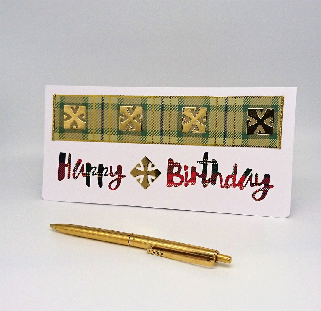 Scottish Celtic Tartan Happy Birthday Card. Handmade in Argyll Scotland ...