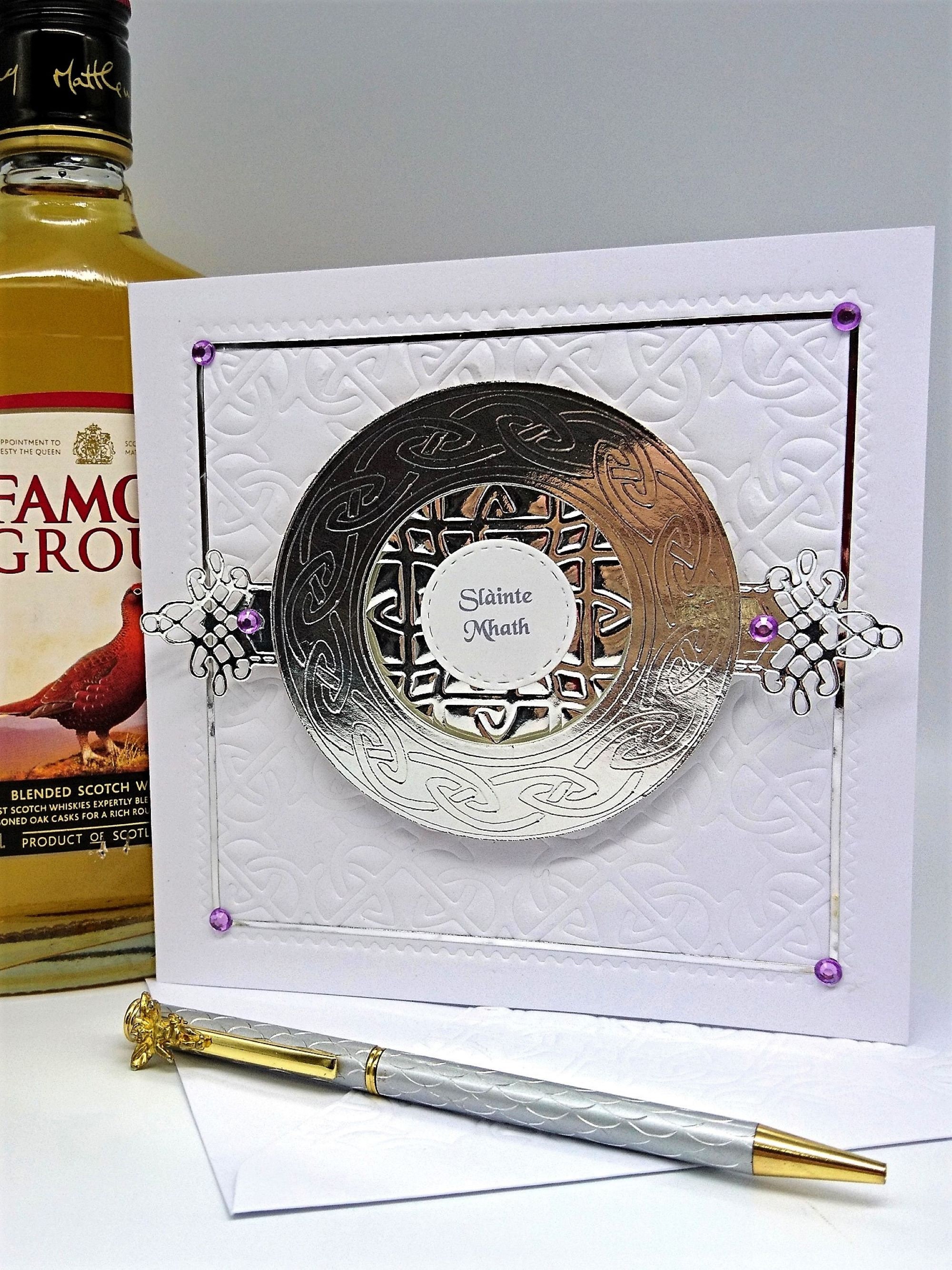 Scottish Celtic Silver Quaich Card/loving Cup, Slàinte Mhaith slanj-a ...