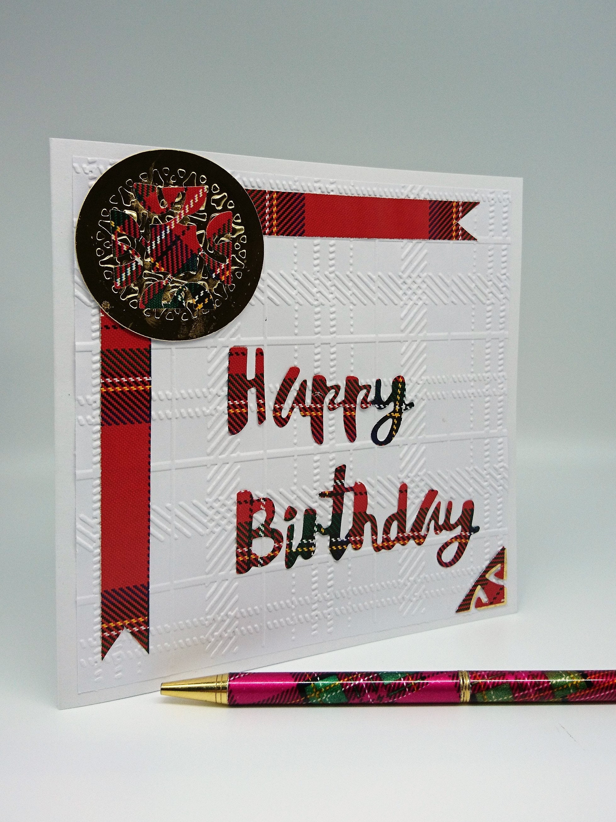 Scottish Celtic Tartan Happy Birthday Card, Handmade in Argyll ...