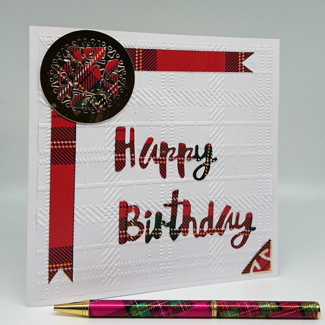 Scottish Celtic Tartan Happy Birthday Card, Handmade in Argyll ...