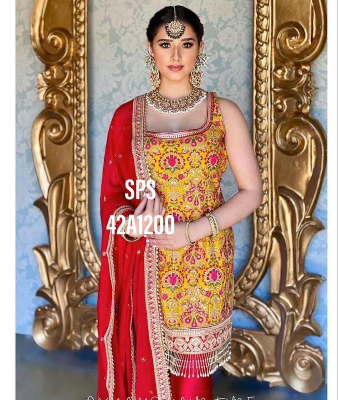 Designer Inspired Yellow Jaggo Night Sharara Suit .women Indian Bridal ...