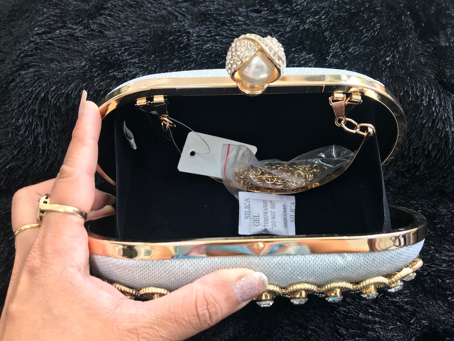 Indian Designer Silver & Clear Stone Small Clutch Bags Hand - Etsy UK