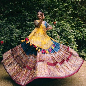 Navratri Special Purple Lehenga Choli With Printed Butter Silk Material ...