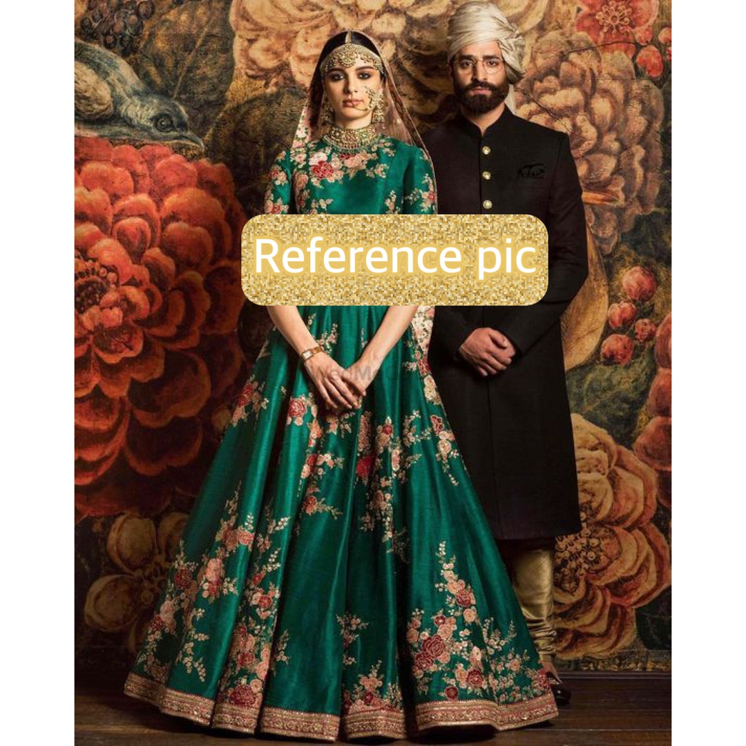 Indian Green Floral Embroidered Lehenga, Girl Indian Wedding Lenga ...