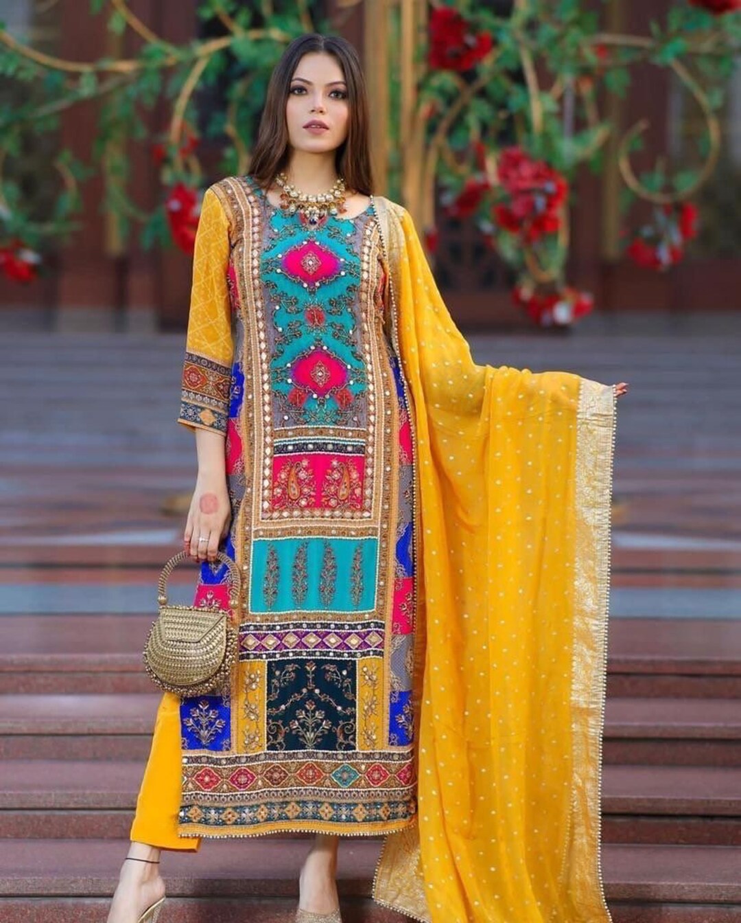 Custom Stitched Pakistani Inspired Jaggo Suit. Yellow Jaggo - Etsy UK