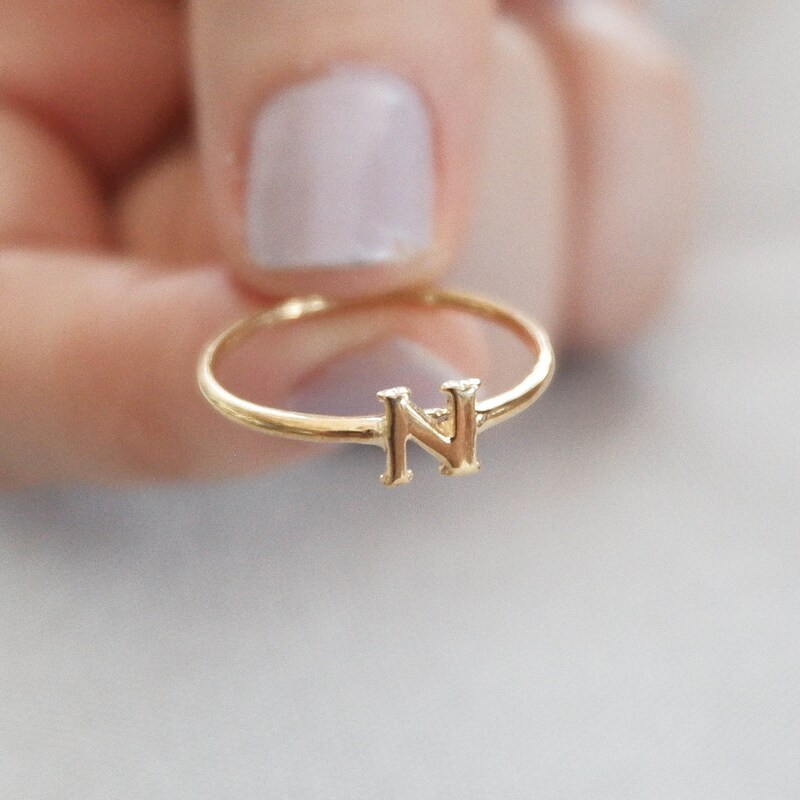 Gold Initial Ring - Etsy