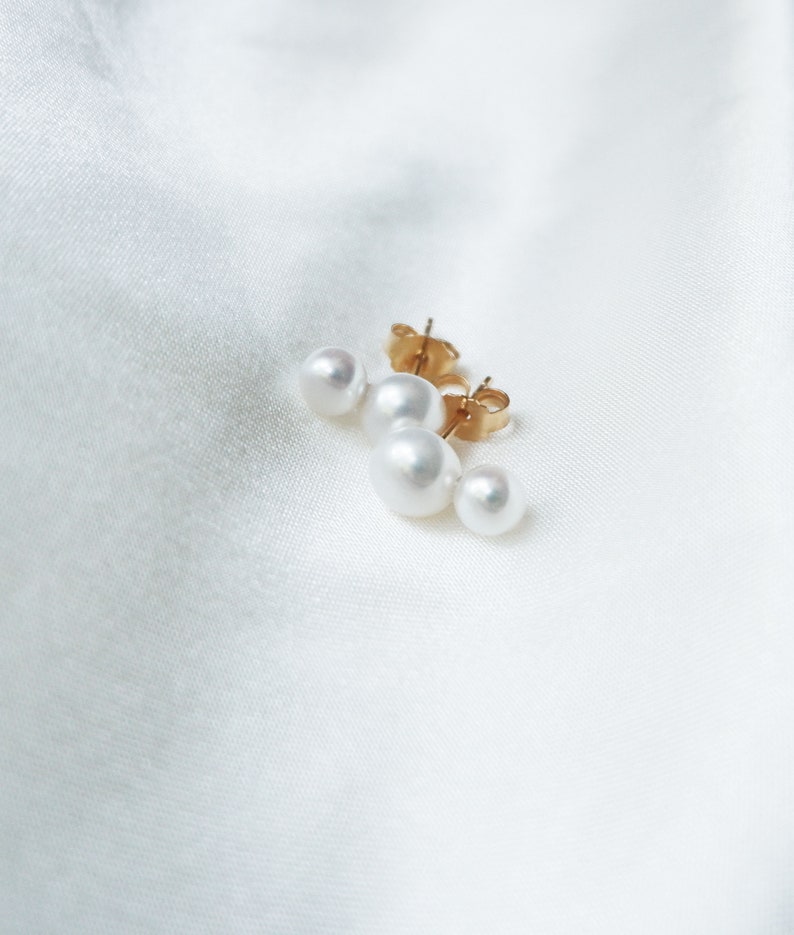 Double Ball Earring Double Sided Earring Double Pearl Earring | Etsy