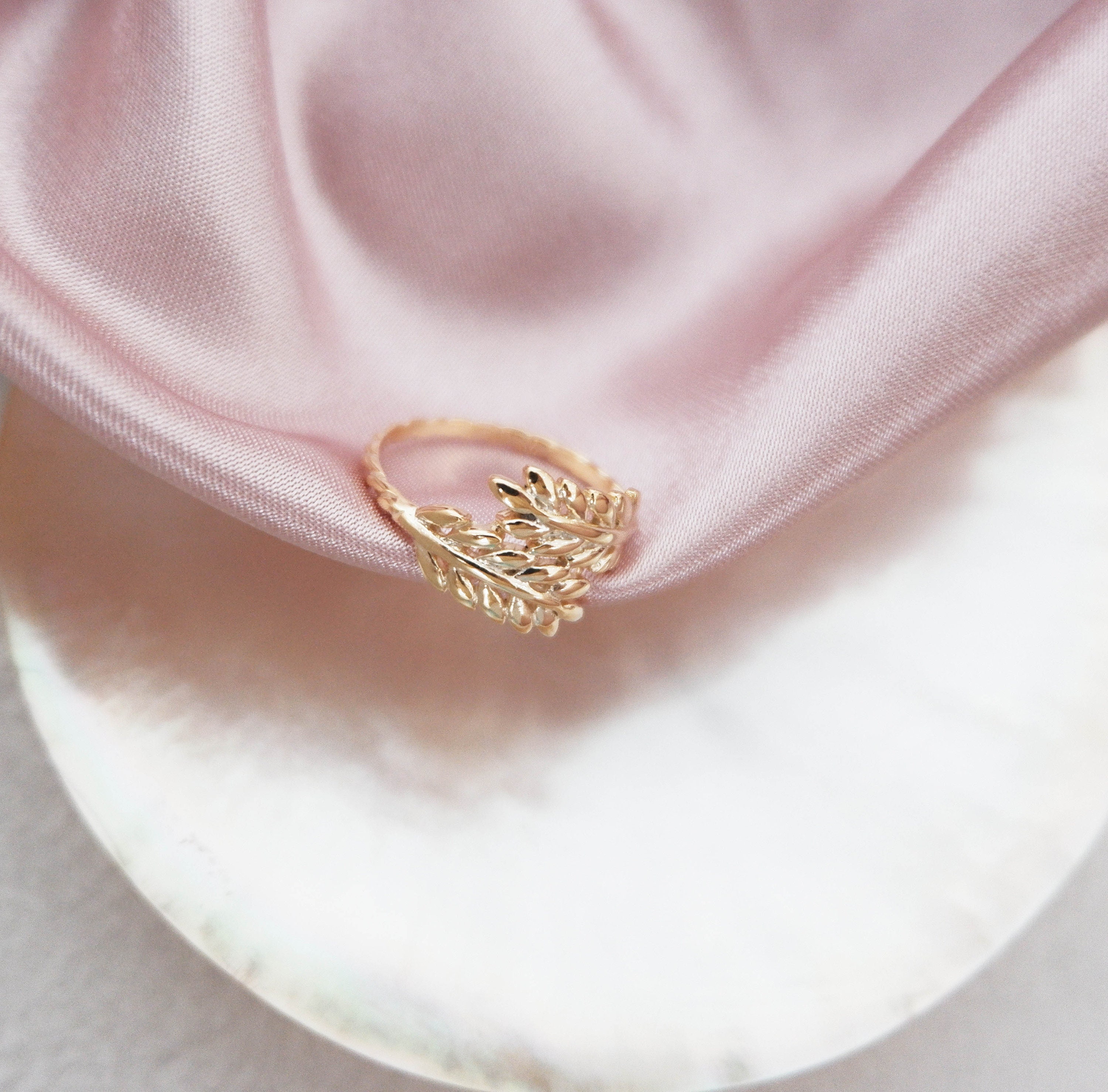 14k Gold Olive Branch Ring 14k Dainty Olive Leaf Ring 14k | Etsy