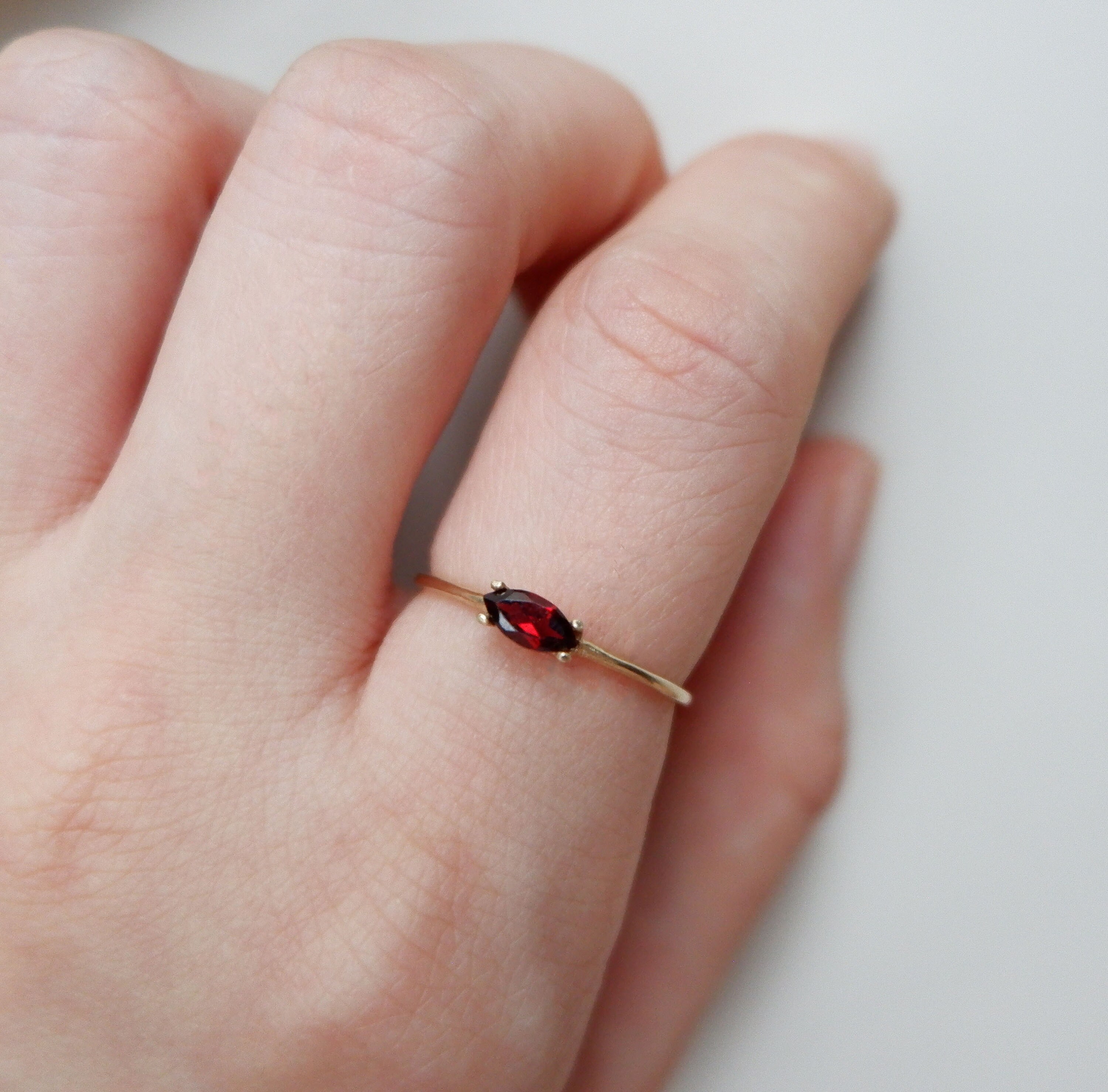 14k Gold Garnet Ring 14k Gold Marquise Garnet Ring 14k - Etsy
