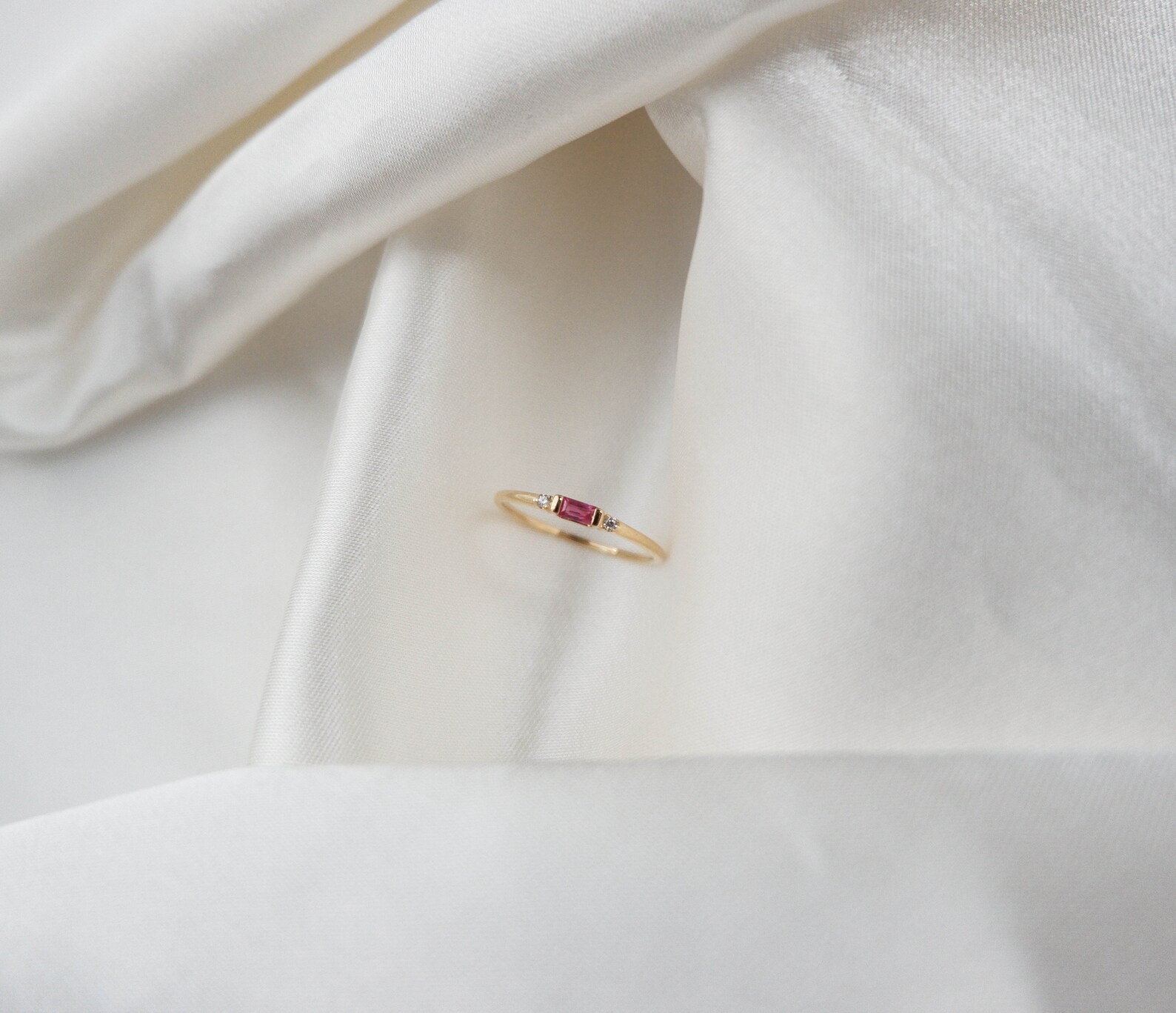 14k Gold Ruby Ring Baguette Ruby Ring 14k Gold Minimalist | Etsy