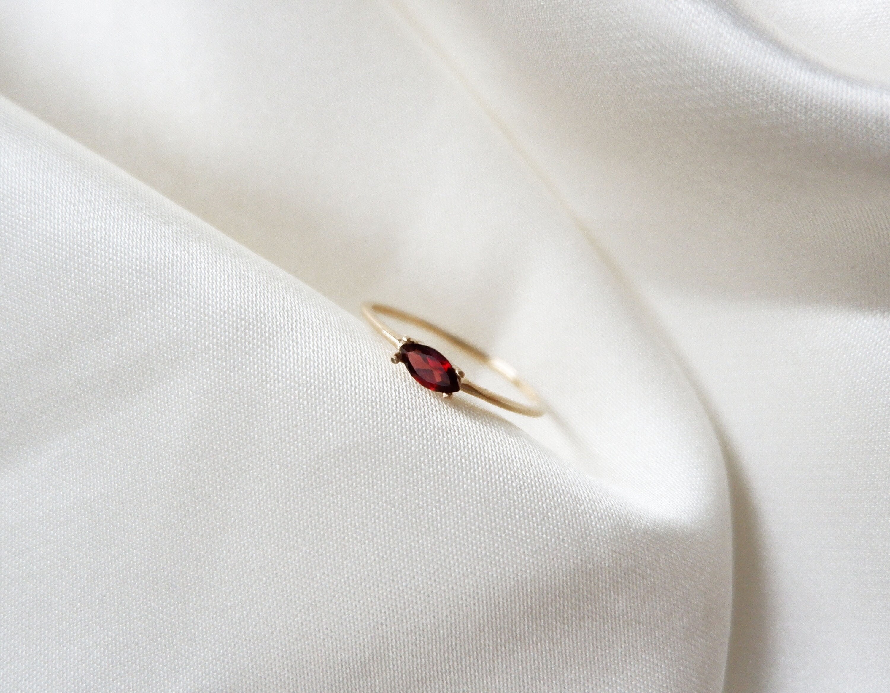 14k Gold Garnet Ring 14k Gold Marquise Garnet Ring 14k - Etsy