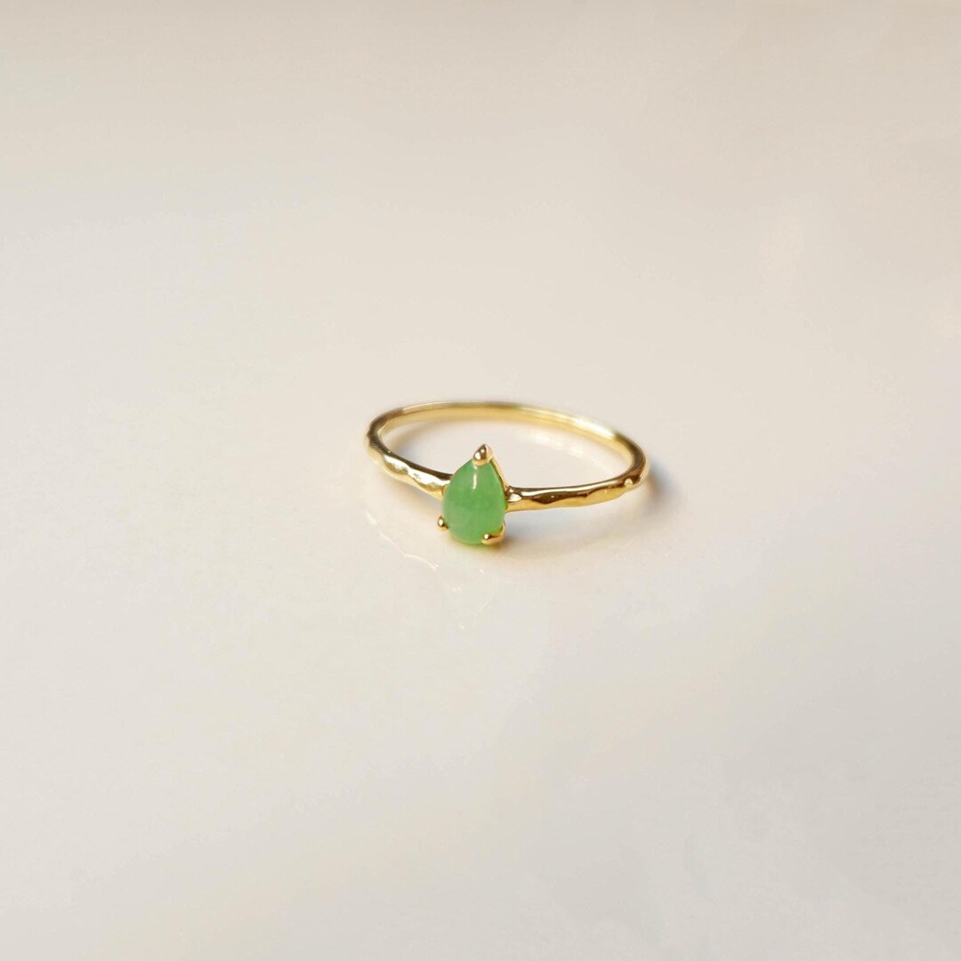14k Gold Jadeite Ring, 14k Jade Pear Ring, Pear Jade Ring in 14k Gold ...