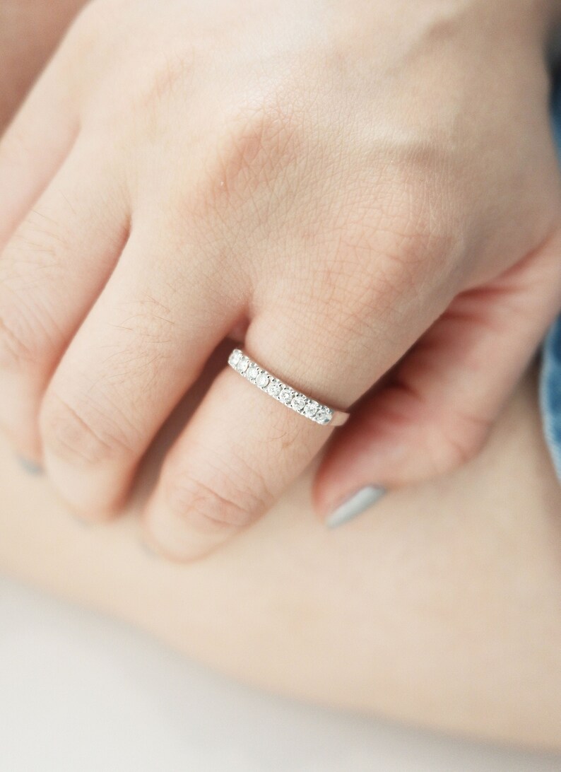 1.8mm Petite Micro Pave Eternity Band Half Eternity Band - Etsy