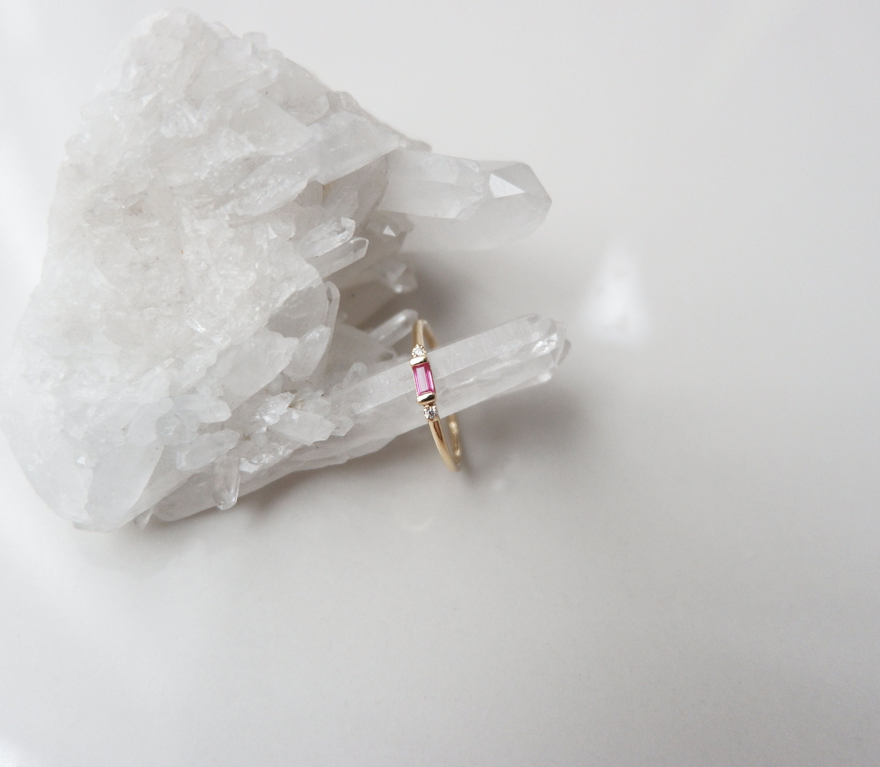 14k Gold Ruby Ring Baguette Ruby Ring 14k Gold Minimalist - Etsy