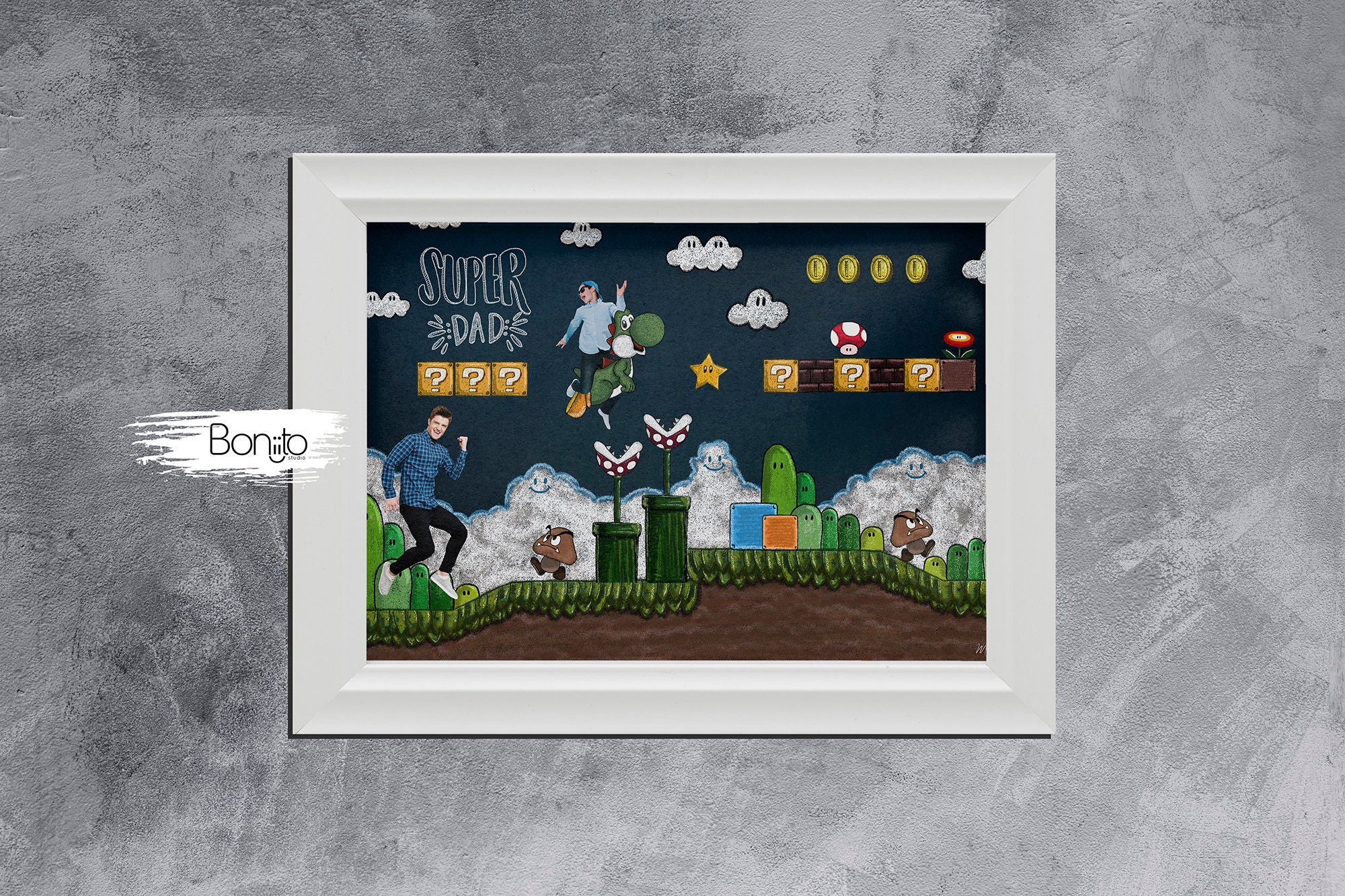 Super Dad, Mario Bross, Overlay, Bestfatherever, Father's Day, Design ...