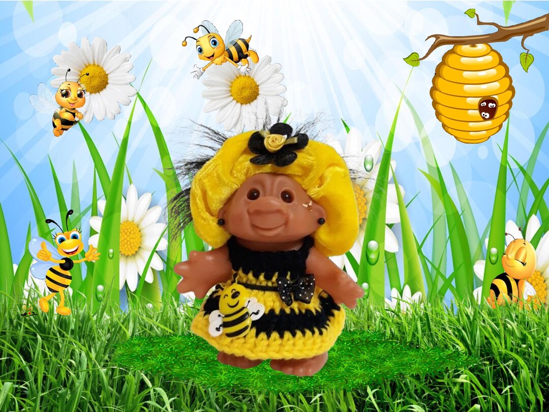 Vintage Thomas Dam Honey Bee Bumblebee Troll Doll ("amber") - Etsy