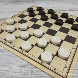 Soviet Vintage Carbolite Black White Pieces Checkers Set, Vintage ...