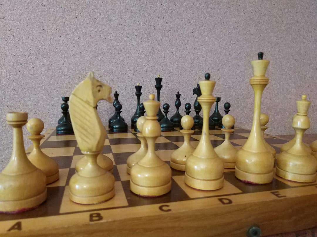 Soviet Chess Set , Old Russian Vintage Wooden Game USSR 1960s Chess ...