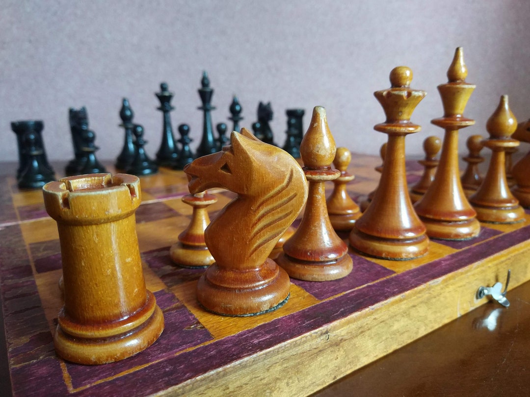 Old Early 1950s Chess Set With Native Board - Etsy