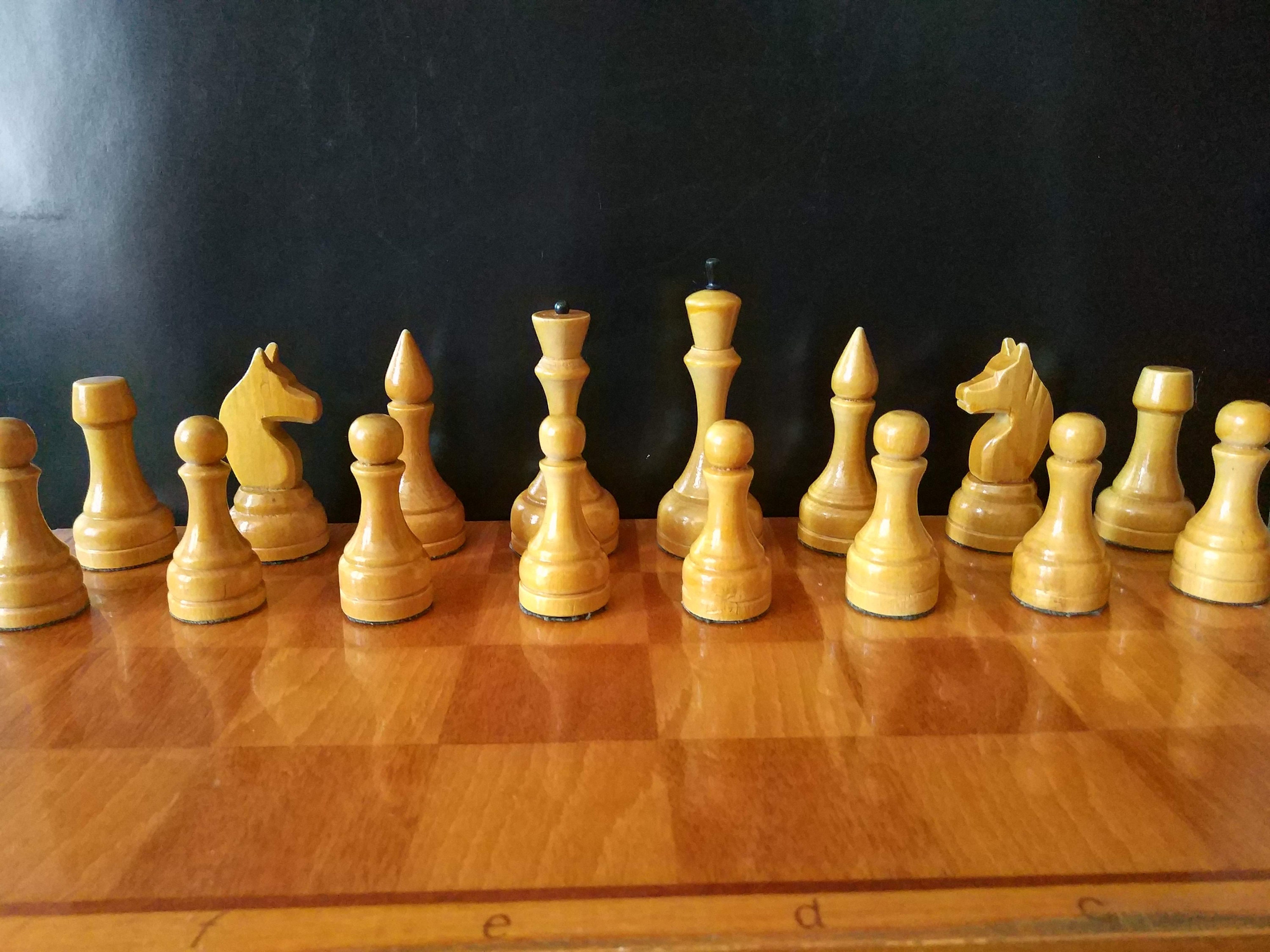 Vintage Soviet Tournament Chess Set, Big Wooden Chessmen USSR in the ...