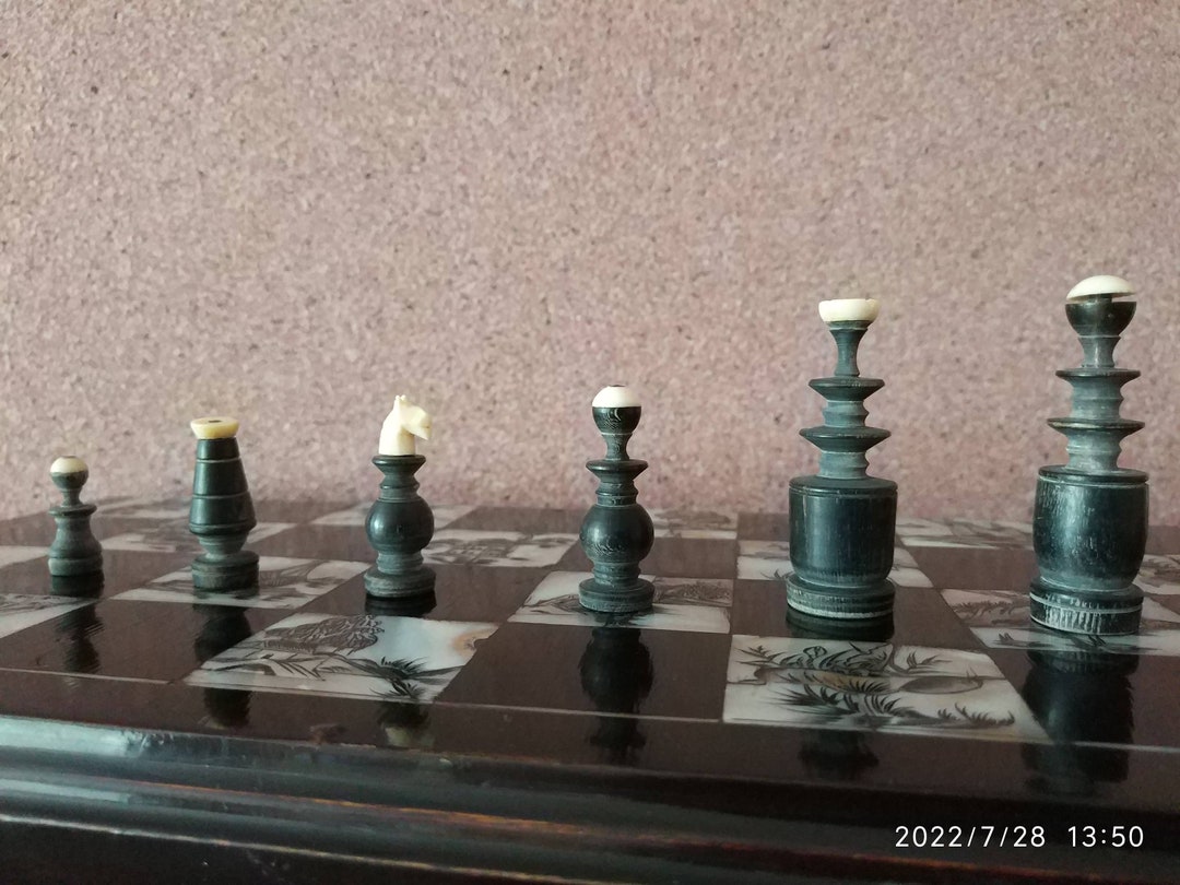Vietnam Chess Set With a Mahogany Chess Board Inlaid With - Etsy