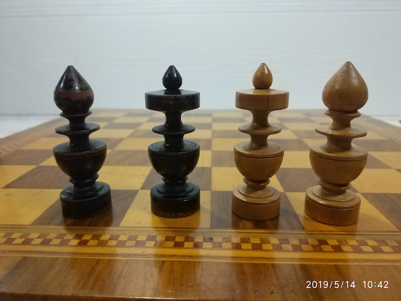 Vintage soviet chess set wooden russian chess USSR with the | Etsy