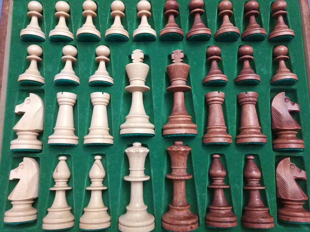 Wooden Soviet Chess Pieces With Weights in a Wooden Box - Etsy