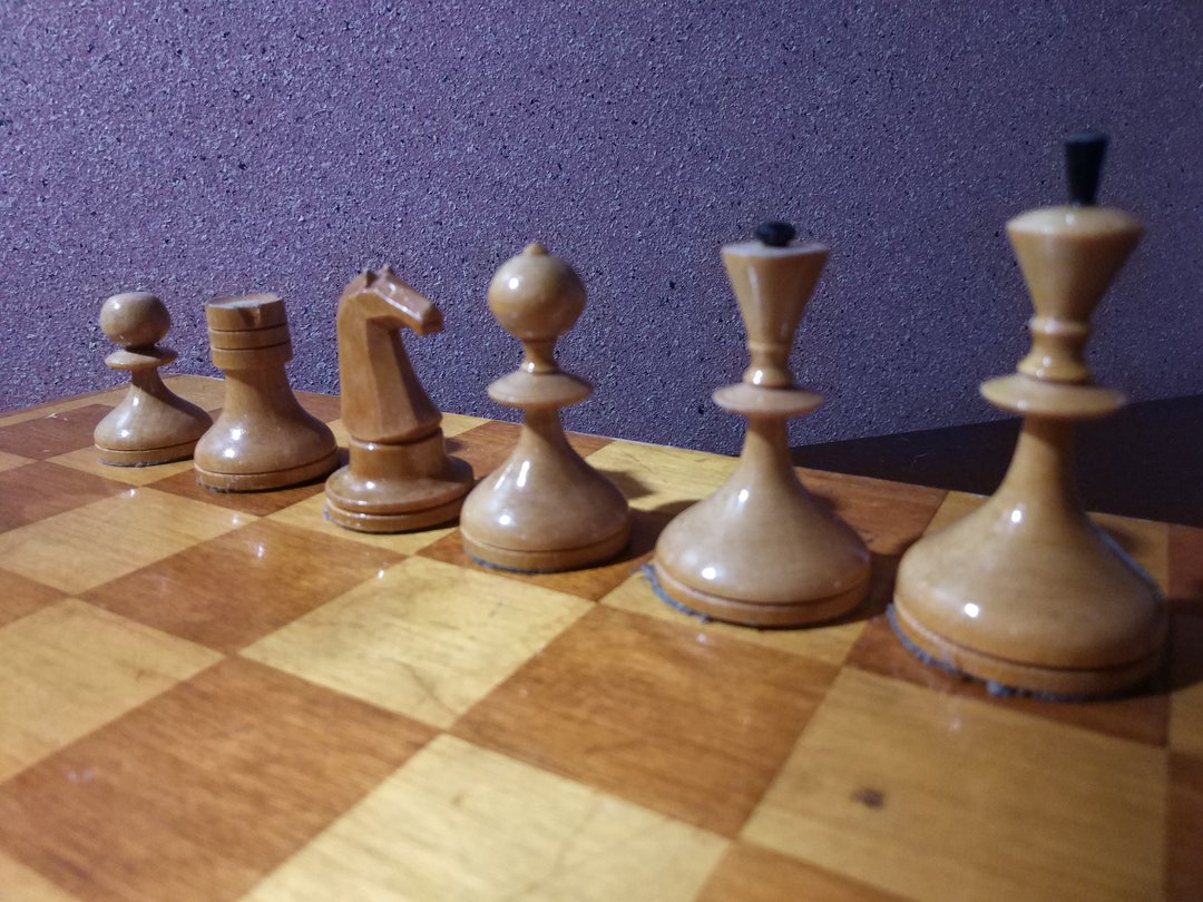 Old Chess Pieces "valdai" (nobles) With a Chessboard, 1960s Valdai ...