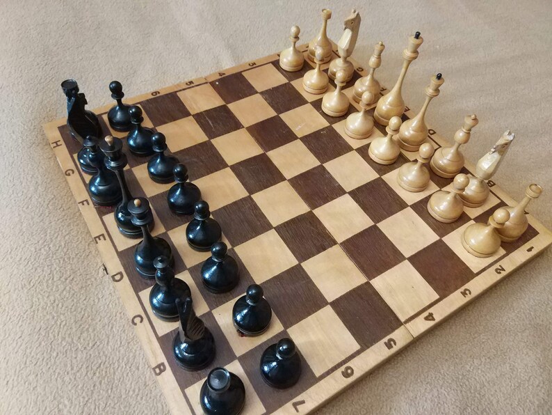 Soviet Chess Set Old Russian Vintage Wooden Chess Game | Etsy