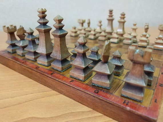Vintage chess set Traveling chess Travel chess Road chess | Etsy